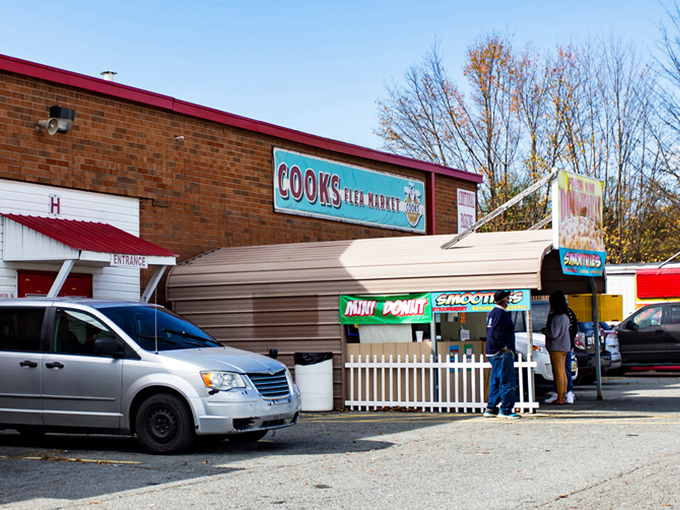 Cooks Flea Market: where brick walls contain a universe of possibilities and that mini donut stand I can smell from here.
