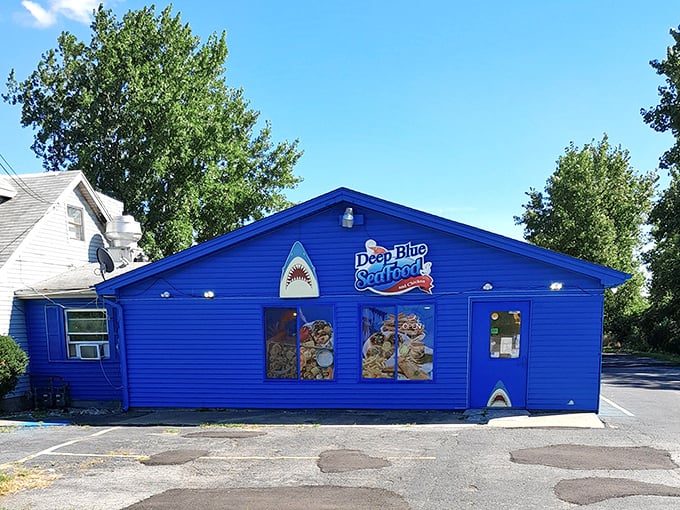 Deep Blue Seafood's vibrant exterior is like a beacon for seafood lovers &ndash; as subtle as a shark in a swimming pool.