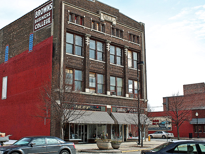 Danville's historic downtown streets come alive with warm light, where traffic signals change colors just for the occasional passing car.