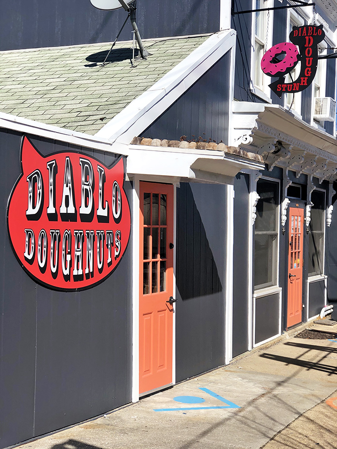 Diablo Doughnuts' devilishly good treats live up to their name. That sign promises sinfully delicious indulgence!