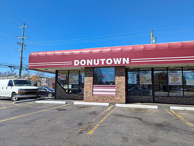 That pink awning isn't just eye-catching &ndash; it's Donutown's way of signaling to your taste buds that something wonderful awaits inside.