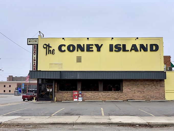The bright yellow beacon of Jackson's coney scene&mdash;like a lighthouse guiding hungry sailors to hot dog heaven.