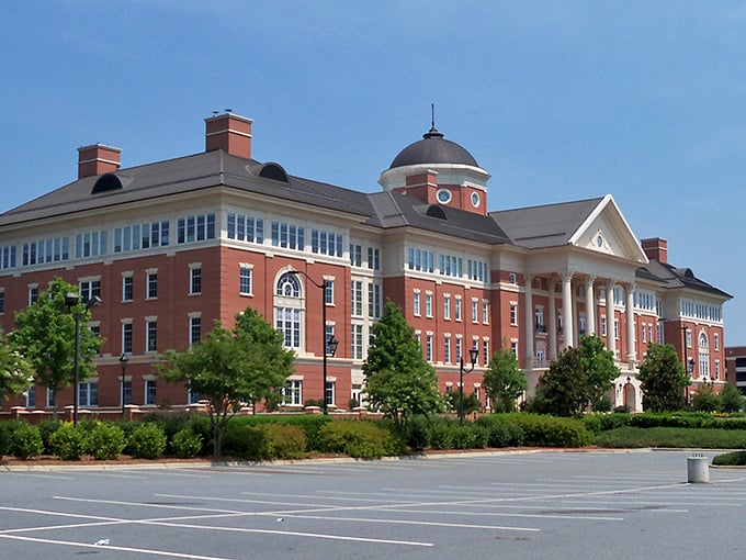 The heart of Kannapolis reveals its small-town charm with tree-lined streets and historic buildings perfect for afternoon strolls.