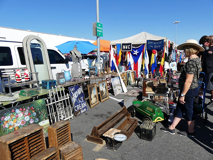 Long Beach's vintage paradise unfolds between white tents. That person browsing might just find their next conversation piece!