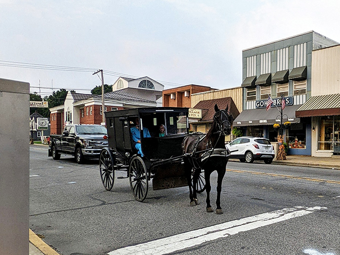 Middlebury's main street offers that perfect blend of yesterday and today&mdash;where buggies and boutiques create an unexpected harmony.