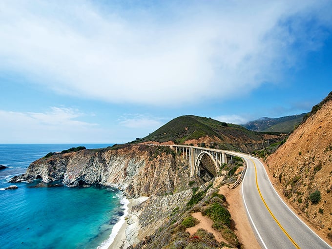 That famous Big Sur coastline where the Pacific meets the cliffs in a dramatic standoff worthy of an Oscar.