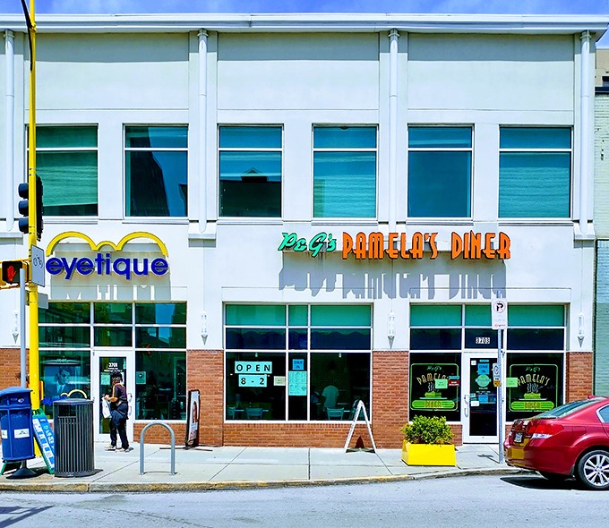 Pamela's bright, modern take on retro dining proves that nostalgia tastes better with good lighting.