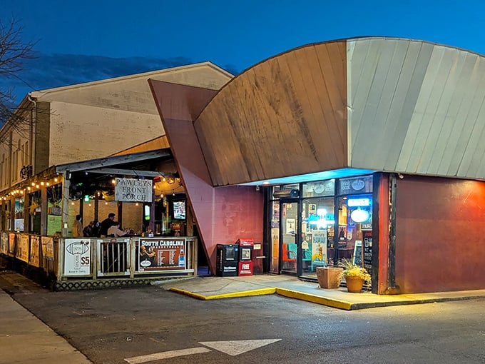 Pawley's Front Porch (Columbia): That curved wooden roof isn't trying to be fancy&mdash;it's just sheltering some of Columbia's most creative burger masterpieces.
