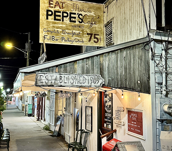 Pepe's weathered wooden facade tells stories of hungry sailors and sun-soaked tourists who've found refuge in its key lime pie.