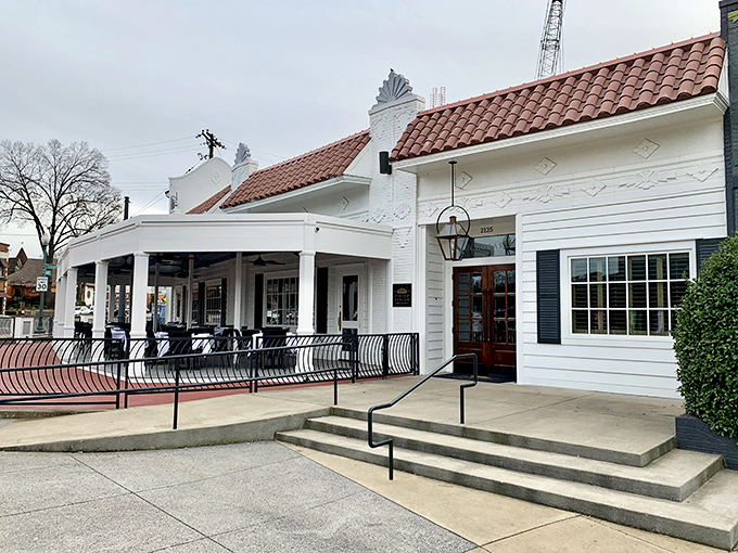 Porch and Parlor's crisp white exterior feels like stepping into the elegant home of a friend who happens to be a steak genius.