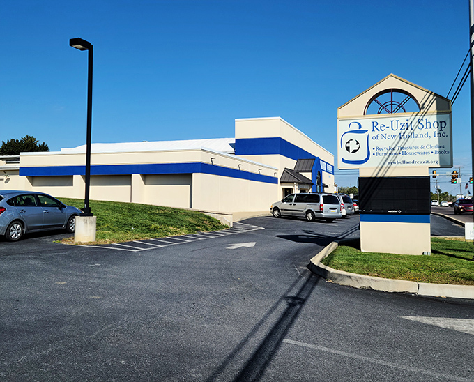 The Re-Uzit Shop's clean lines and welcoming entrance say "Come in, stay awhile." Lancaster County's best-kept secondhand secret!