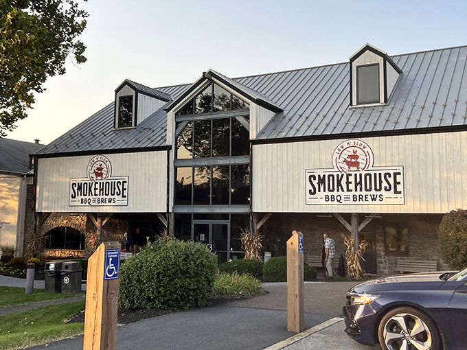 Smokehouse BBQ & Brews stands tall like a cathedral of smoke, where craft beer meets craft barbecue in perfect harmony.