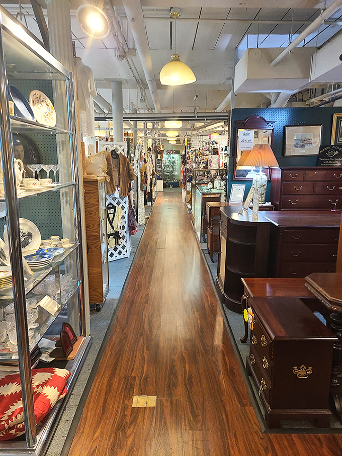 The Antique Center at Savage Mill&mdash;where history houses history. That brick facade has seen centuries of Maryland stories unfold.