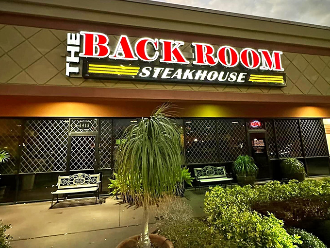 The Back Room's bold red sign promises what every carnivore dreams of &ndash; a sanctuary dedicated to perfect steaks.
