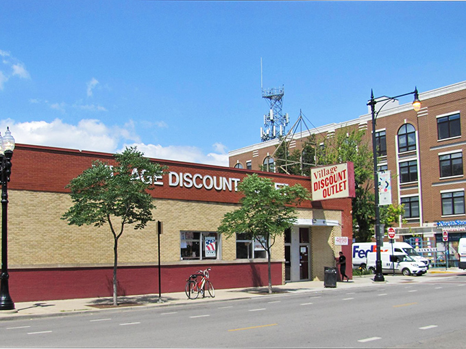 Village Discount Outlet's unassuming brick exterior hides a wonderland of vintage treasures. Don't judge this book by its cover!