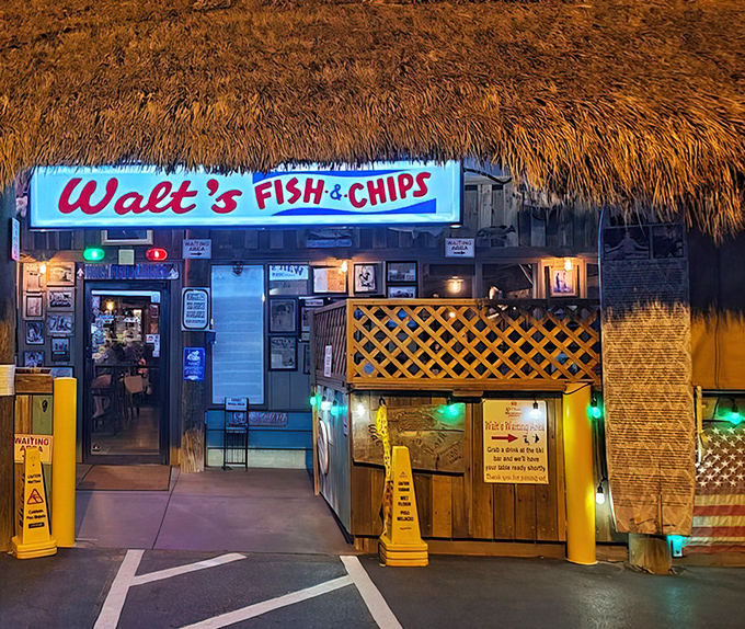 Walt's thatched roof and neon sign promise the authentic Florida seafood experience you've been dreaming about.