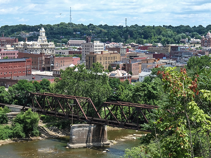 Zanesville from above looks like someone neatly arranged a perfect small town just for your retirement pleasure.