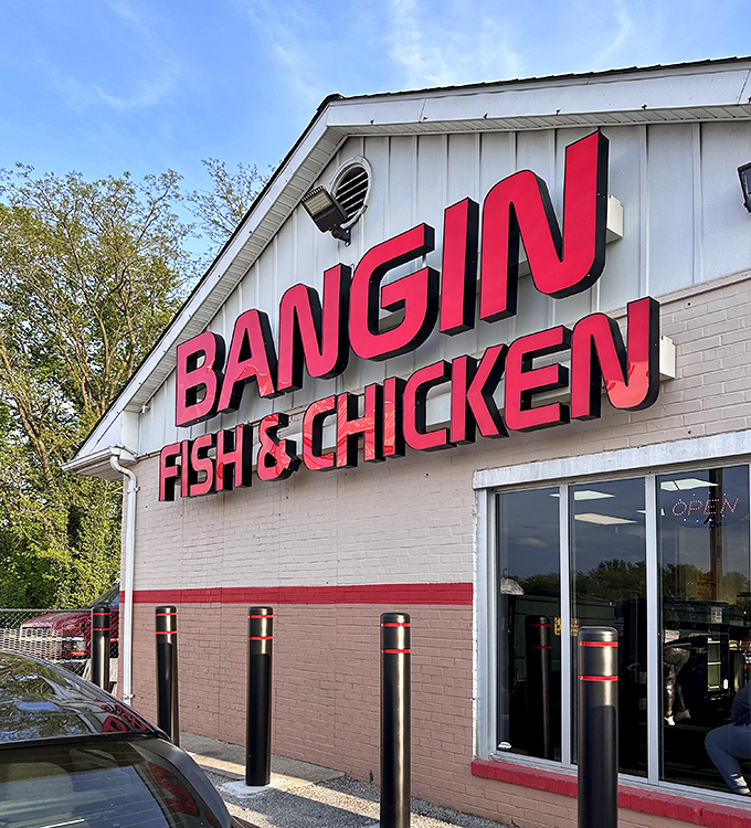 The bright red lettering isn't just for show – it's a warning sign for your taste buds that they're about to be blown away.