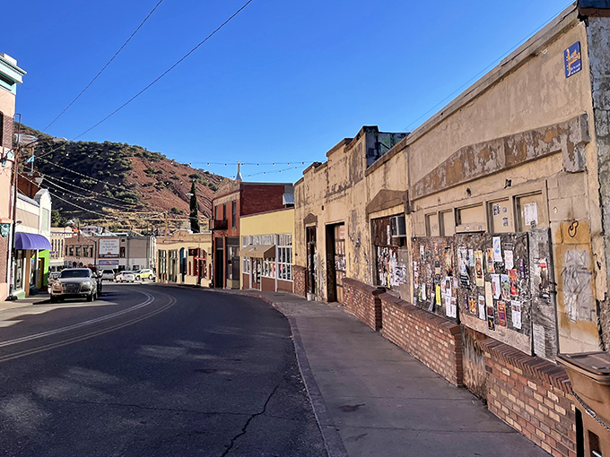 Narrow streets wind through Bisbee's historic district, where century-old architecture tells stories of copper kings and miners.