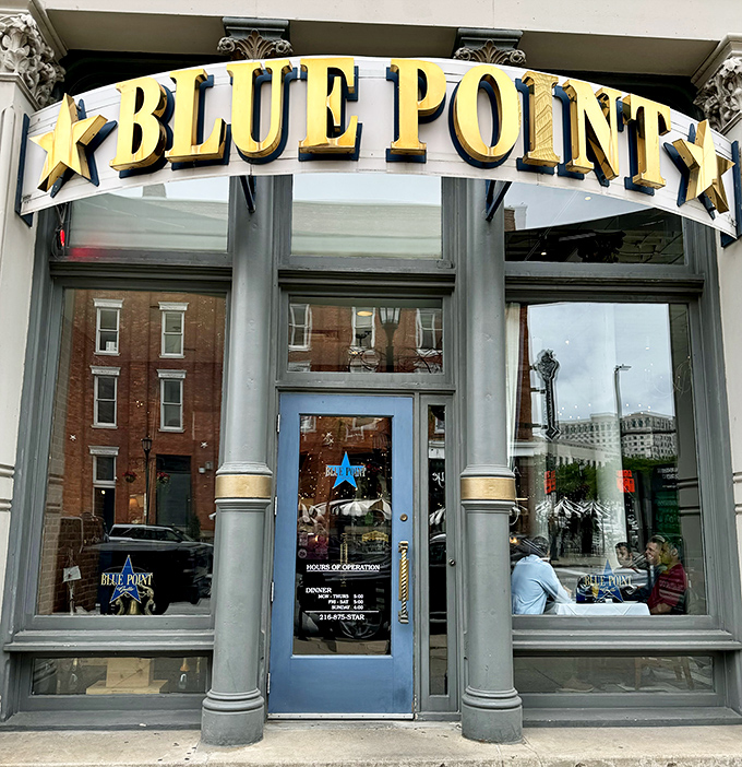 Blue Point's grand entrance promises a seafood experience that's worth putting on nice clothes for&mdash;lobster bisque fit for royalty.