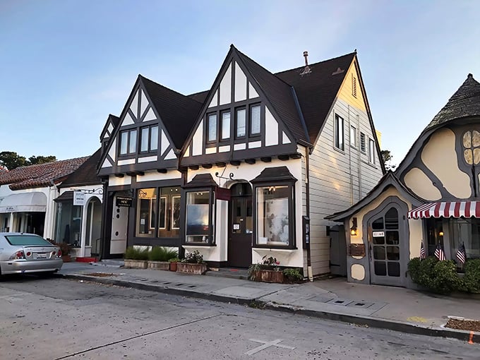Fairy-tale Tudor buildings in Carmel look like they're waiting for Hansel and Gretel to stop by for afternoon tea.