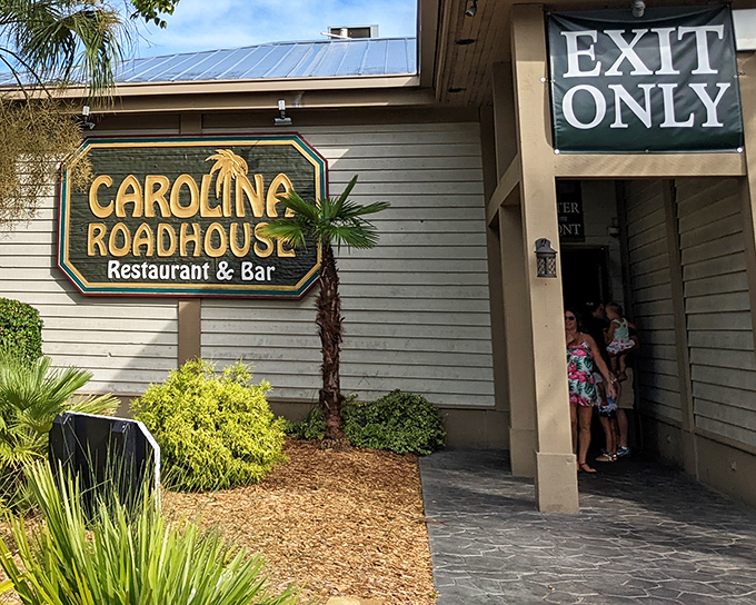 The "Exit Only" sign is misleading - you'll want to enter this Myrtle Beach institution where sweet glazed croissants start every meal right.