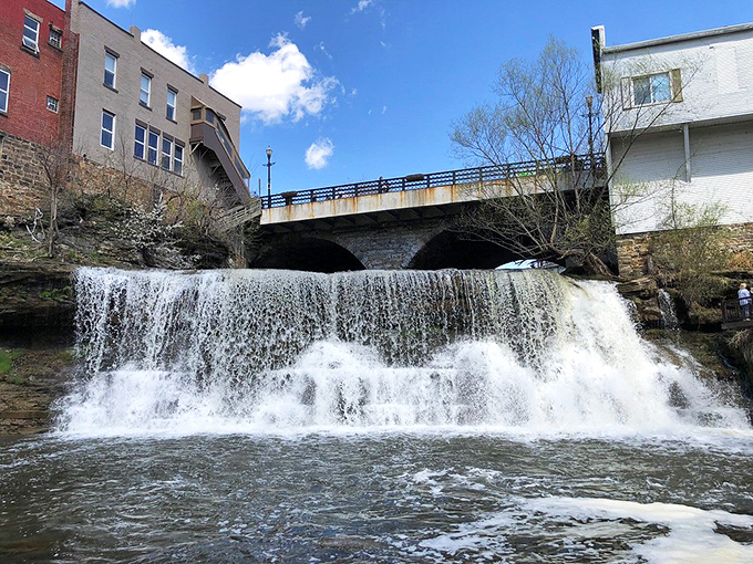 When Mother Nature drops a waterfall in your backyard, you build the town around it, not the other way.
