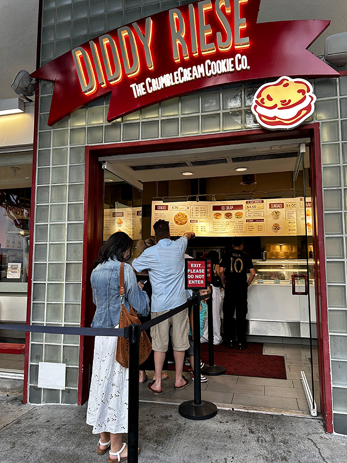 Cookie pilgrimage in progress. Some wait for concert tickets, others for the perfect ice cream sandwich.