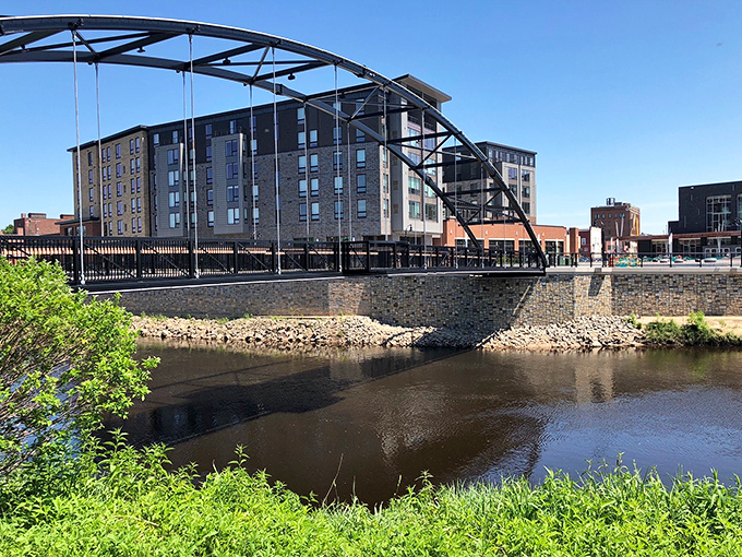 This pedestrian bridge connects more than riverbanks—it links Eau Claire's past with its promising future.