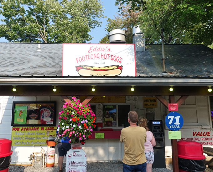 Summer dreams are made of this: Eddie's neon hot dog glowing against a perfect Pennsylvania sky.