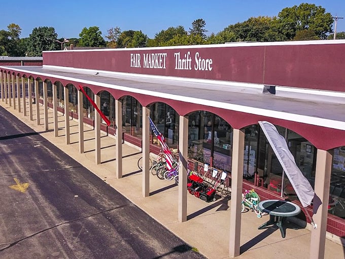 An aerial view reveals Fair Market's impressive scale &ndash; no wonder shoppers need breadcrumbs to find their way back out!