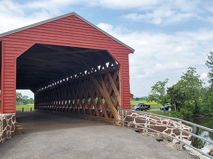 The lattice work inside creates a mesmerizing pattern of light and shadow&mdash;architectural jazz improvised in wood and sunlight.
