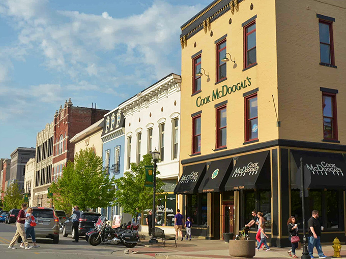 Kokomo's tree-lined walkways invite leisurely strolls. Fall colors transform the city into nature's own art gallery.