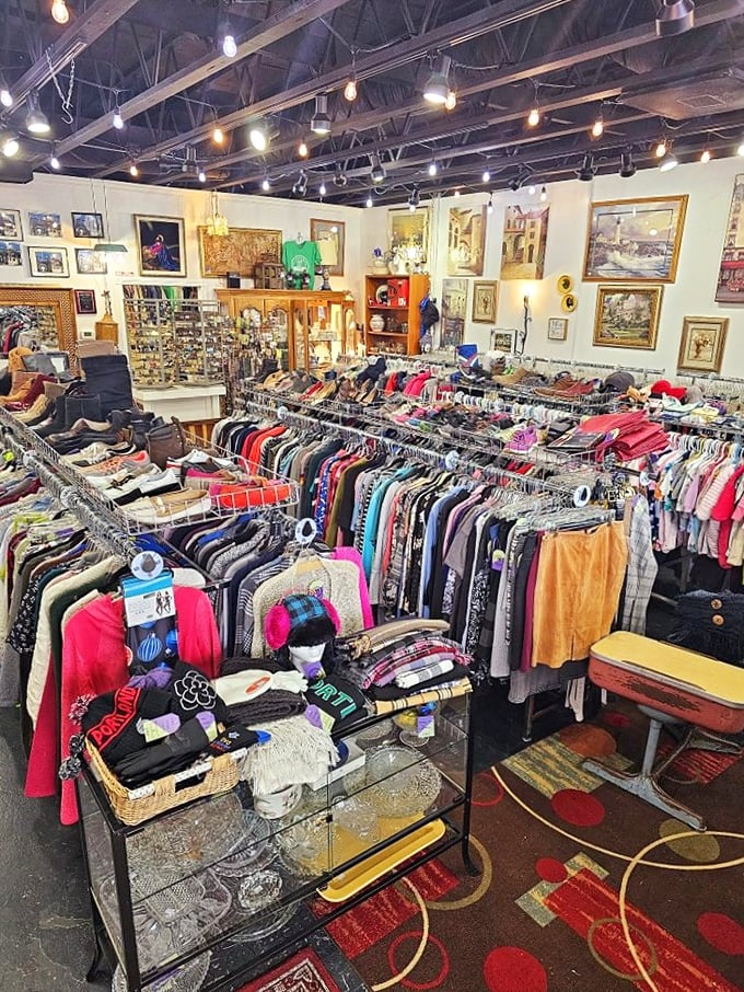 Inside M Seed's cozy space, racks of carefully selected clothing await their second chance at fashion greatness.