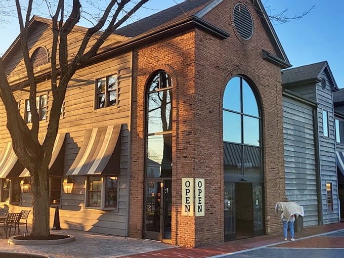 Evening light bathes Miller's entrance in a golden glow. Like the food inside, this view never gets old.