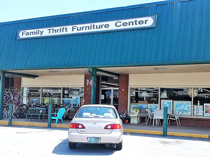 The unassuming exterior of Prime Thrift hides a wonderland of organized departments inside. Don't judge a thrift by its cover!