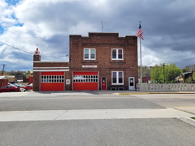 This classic red-doored fire station in Pulaski reminds us of a time when community heroes lived right in the neighborhood.