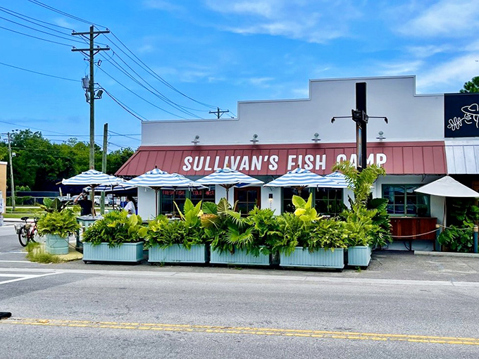 White walls, copper roof, and lush greenery &ndash; Sullivan's Island's seafood oasis looks ready for its close-up.