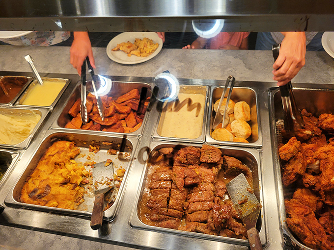 Buffet nirvana! Golden-brown comfort stretching as far as the eye can see. Diet plans, consider yourselves officially on vacation.