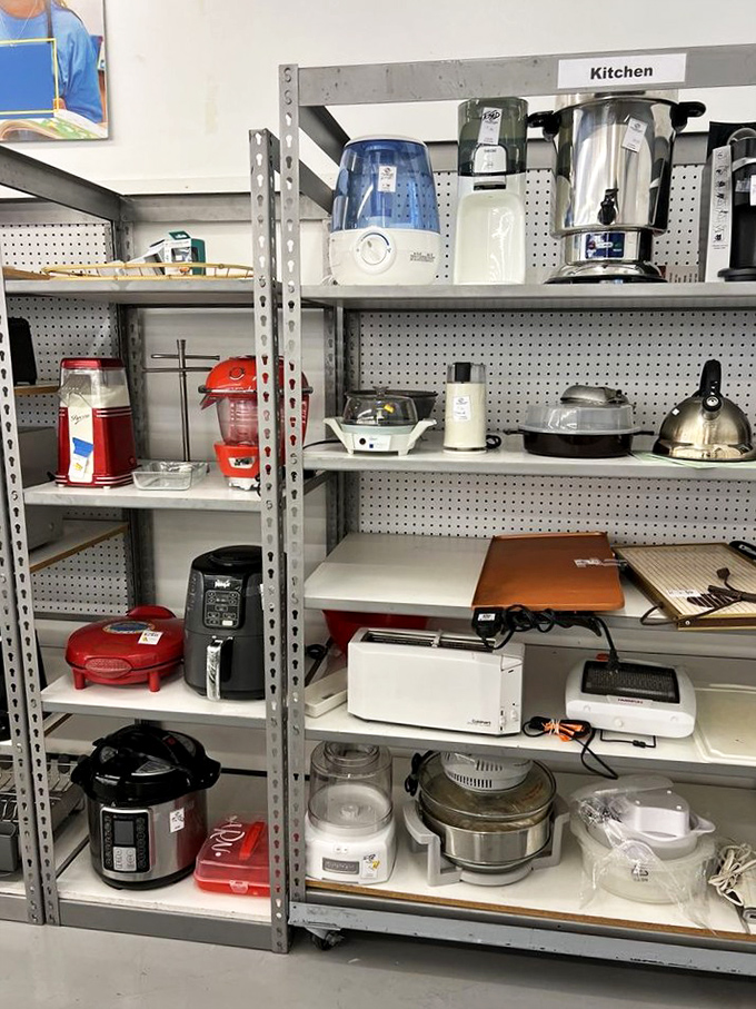 A graveyard of good intentions where bread makers and instant pots await their second act.