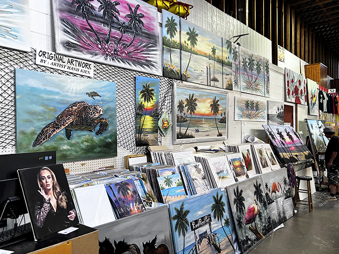 Florida sunsets for sale! Local artists capture that magical moment when the sky looks like it's been painted by a cocktail enthusiast.