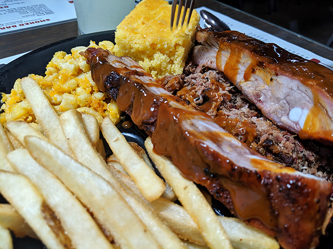 Behold the holy trinity of Southern comfort: fall-off-the-bone ribs, golden cornbread, and mac & cheese that would make your grandma jealous.