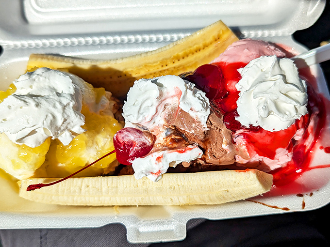 Behold the banana split that could make grown adults weep tears of pure, unadulterated joy.