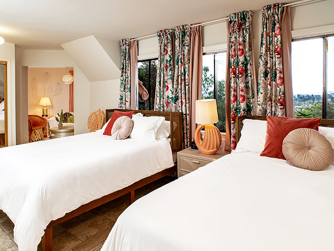Southwestern chic meets boutique comfort in bedrooms that make you wonder if you're in California or a high-end Santa Fe resort.