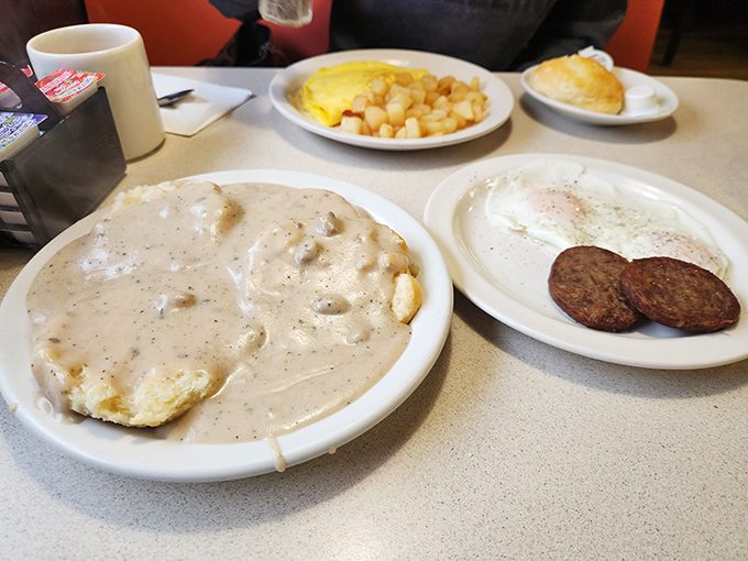 Biscuits drowning in creamy, pepper-flecked gravy&mdash;a breakfast so comforting it should come with a warning: "May induce involuntary sighs of contentment."