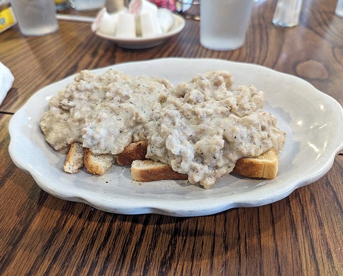 Biscuits and gravy so creamy and indulgent they could make a cardiologist weep—but some pleasures are worth the extra treadmill time.