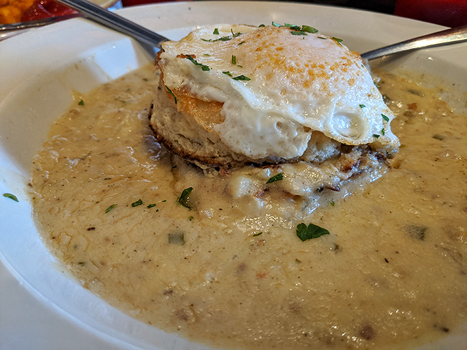 This isn't just biscuits and gravy&mdash;it's a cloud floating in a savory sea. The kind of dish that makes you want to hug the chef.