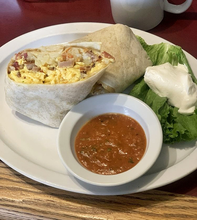 Breakfast burritos: where eggs, cheese, and morning ambition come wrapped in a tortilla blanket. This one's ready for its close-up.
