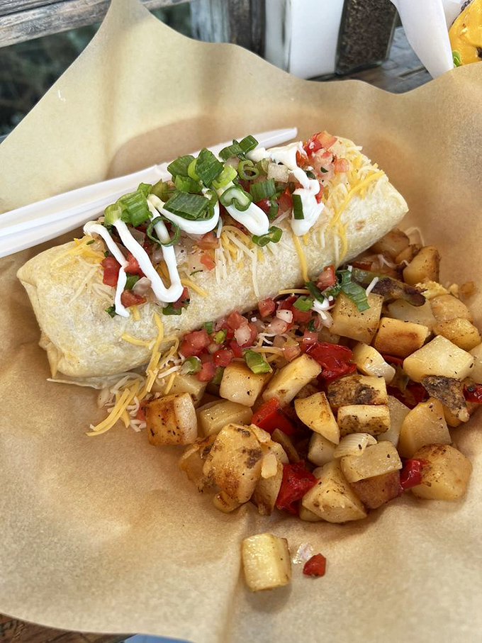 Breakfast goes coastal with this burrito that's ready to fuel your beach day adventures or cure what ails you from last night.