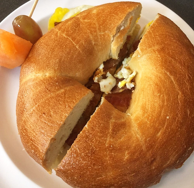 This breakfast sandwich on a bagel isn't trying to impress Instagram&mdash;it's too busy impressing your taste buds with that perfect egg-to-cheese ratio.